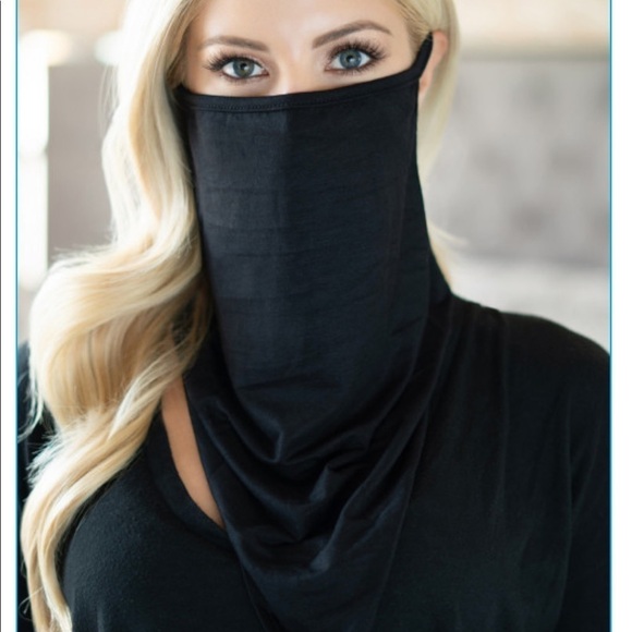 Accessories | Bandana Or Scarf Style Black Face Mask Pull Up | Poshmark